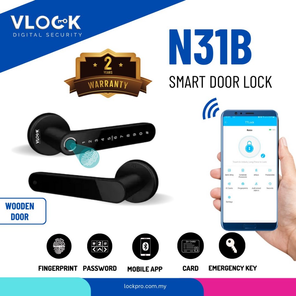 Security smart lock Vlock N31B Smart Door Lock | Shopee Malaysia