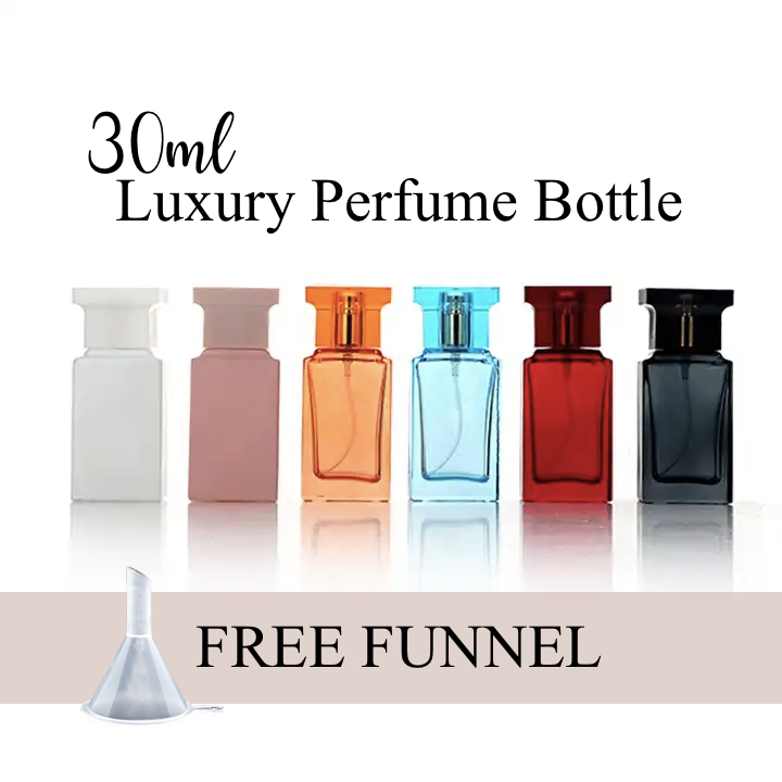 30ml Unique Square Glass Perfume Bottle with Gold Sprayer Empty Vibrant ...
