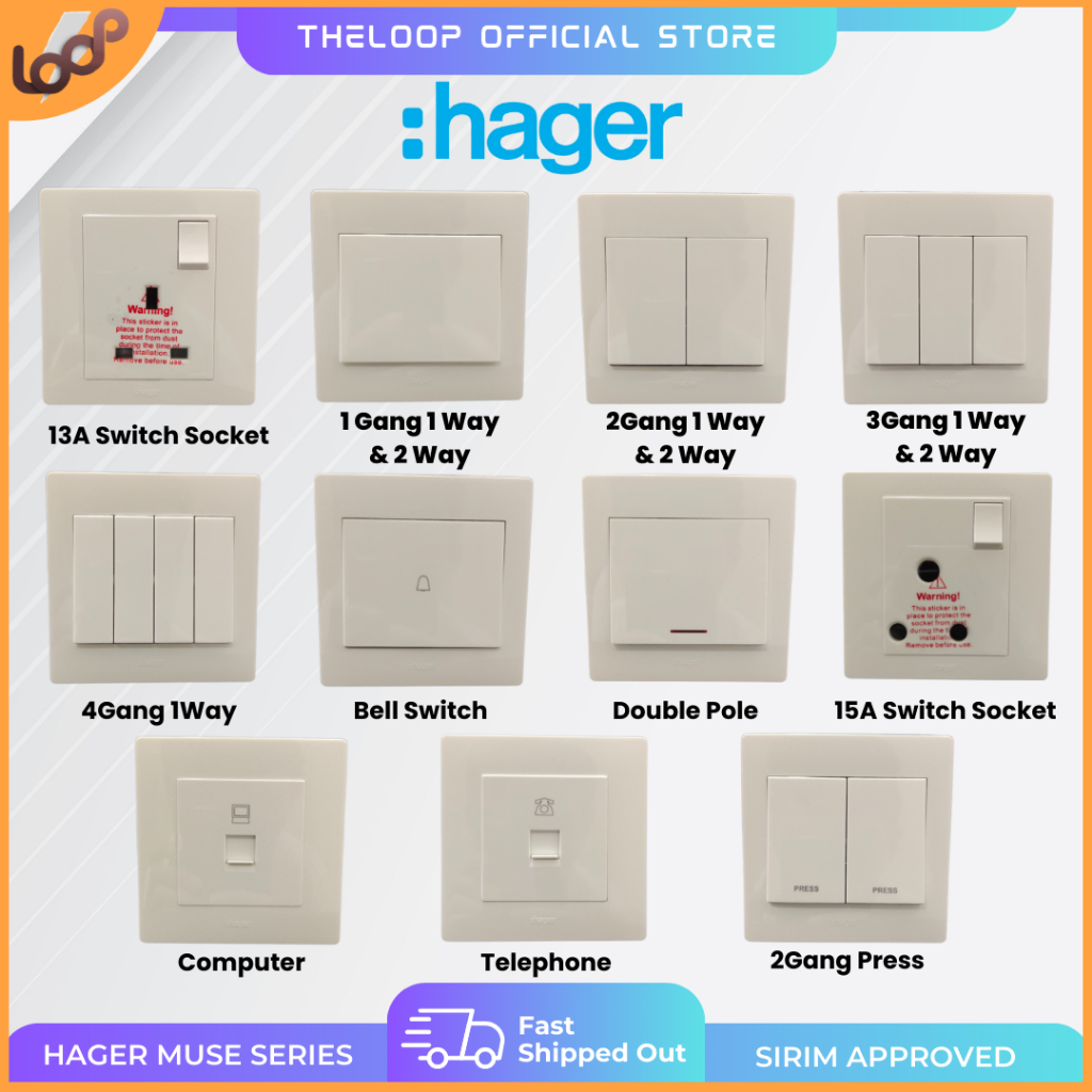 [READY STOCK] HAGER MUSE SERIES SWITCHES WITH SIRIM / HAGER SUIS ...