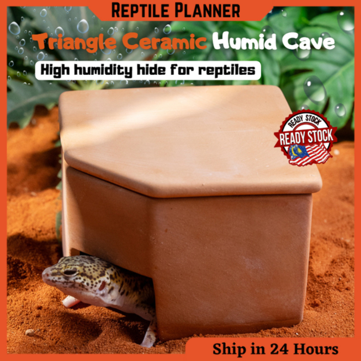 Triangle Humid Hide Reptile Hideout Humidification Cave with Basin ...