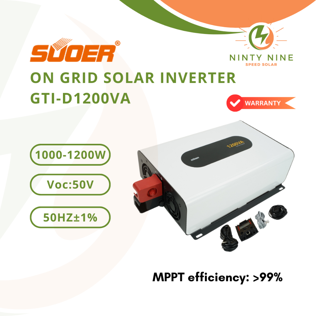 SUOER 1200VA On Grid Solar Inverter 1000W 220V DC AC On Grid Pure Sine ...
