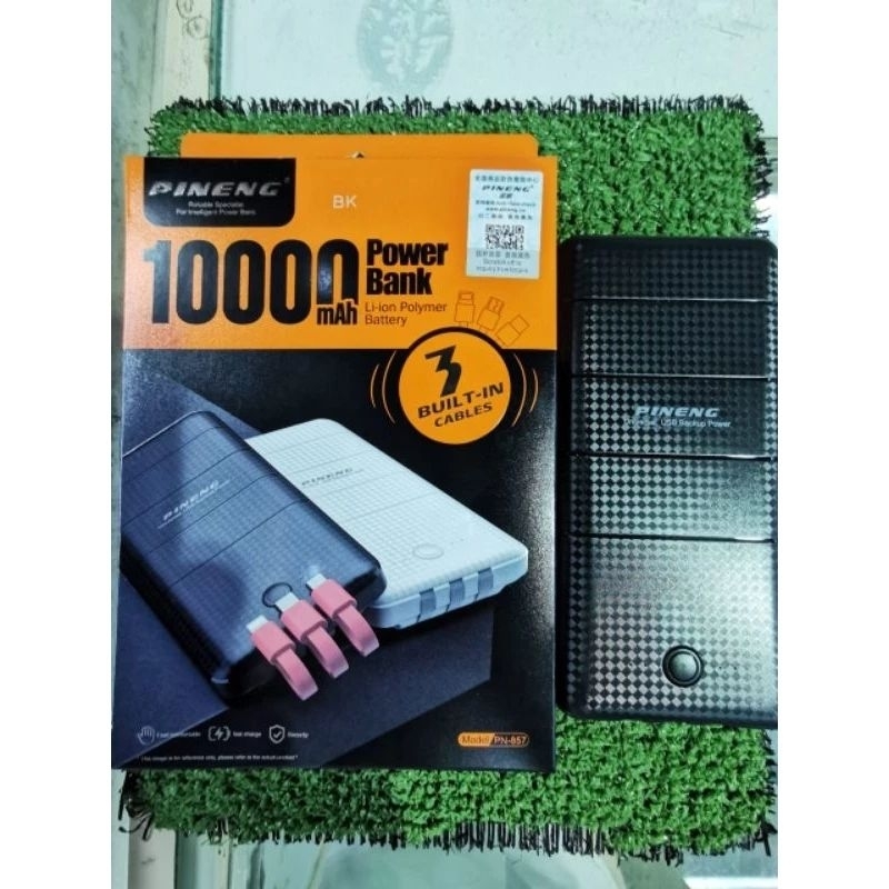[ORIGINAL ] PINENG PN857 Powerbank -10,000mAh, 3 Built-In Cable ( Micro ...