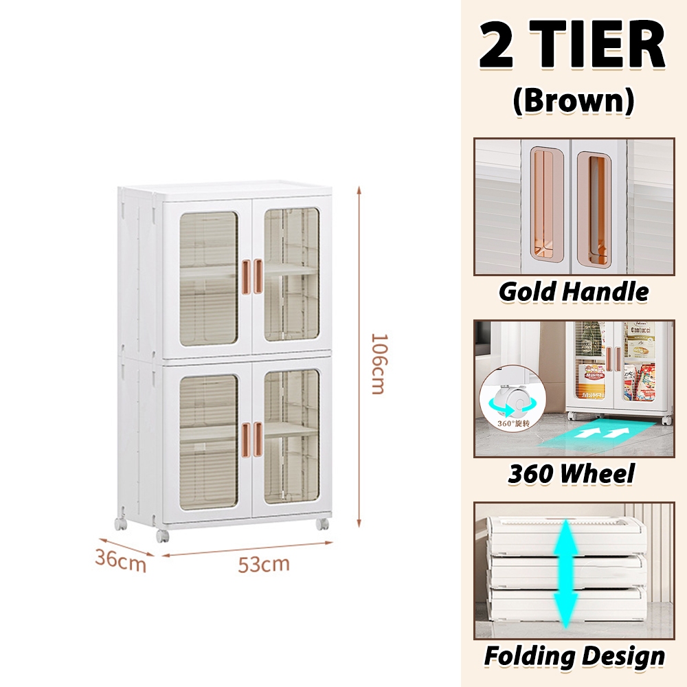 [1-4 Tiers] Borong365 Stackable Storage Box Rack Organizer Wheel Kotak ...
