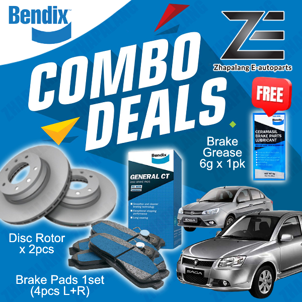 BENDIX Disc Rotor Brake Pad GCT Front Proton BLM FL FLX, Saga VVT CVT ...