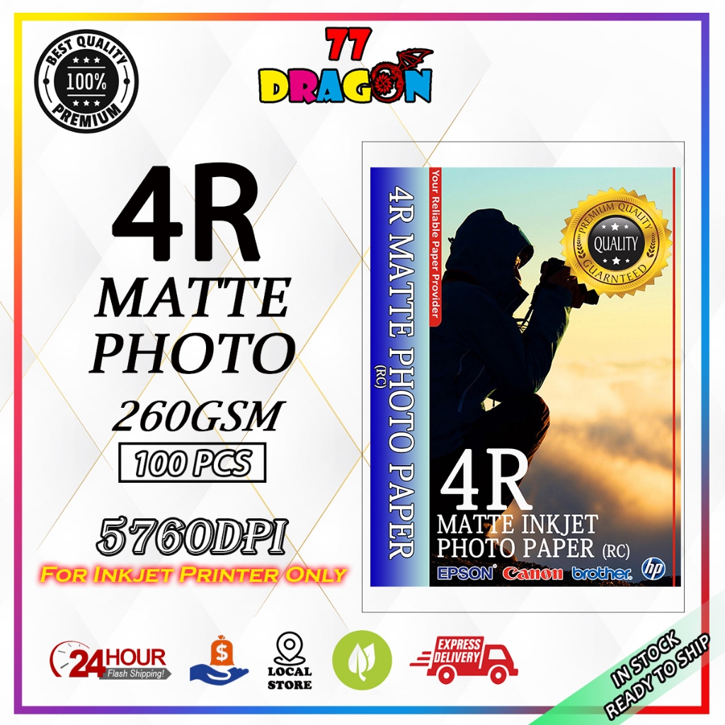 4R Matte Photo Paper 260gsm (100pcs/pkt) 4R PHOTO PAPER - BUY 10 PACKS ...