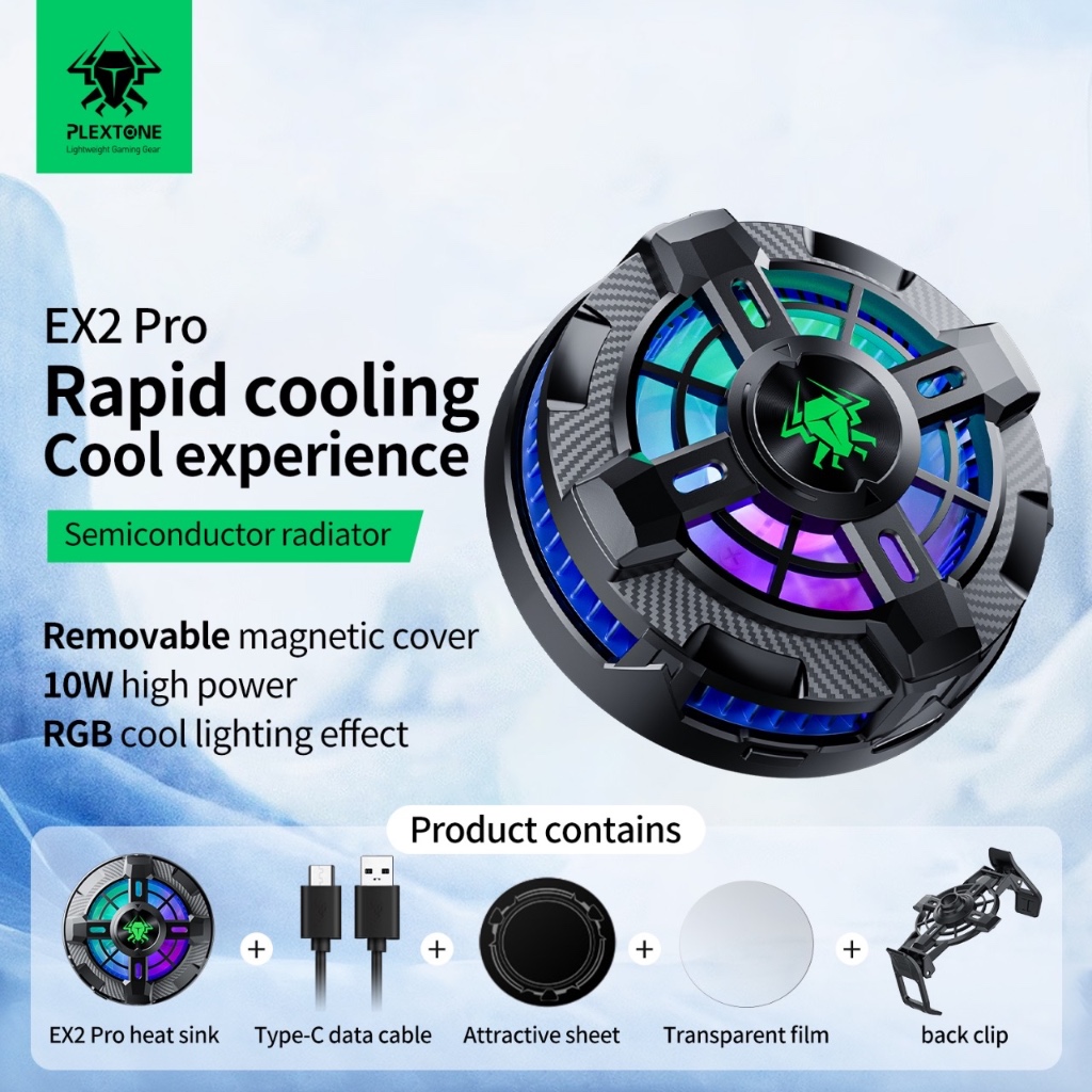 【1Yr Warranty】 PLEXTONE EX1 EX2 EX3 Pro Heat Sink Ice Cooling Radiator Fan Mobile Phone Cooler ...