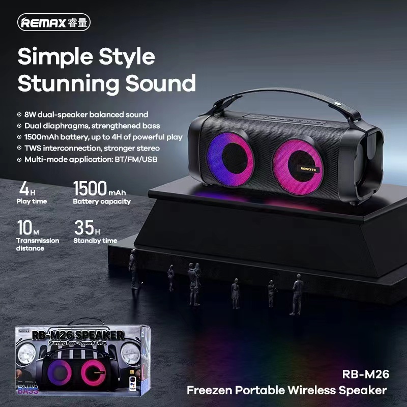 REMAX RB-M26 TWS Wireless Bluetooth V5.1 RGB Portable Speaker ...