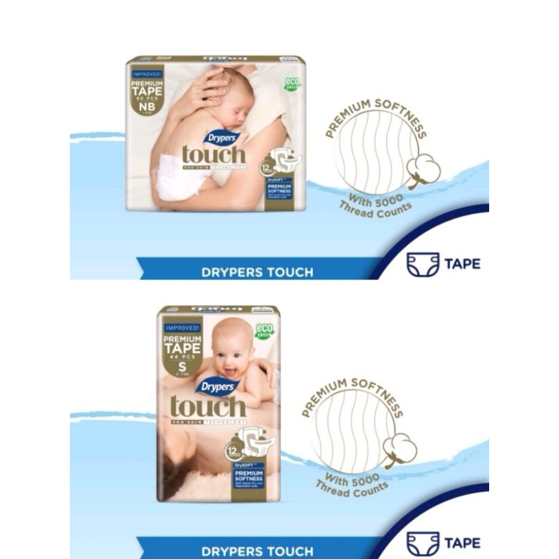 Drypers Touch Mega Pack NB80/Jumbo Pack S44 (1 Pack) | Shopee Malaysia