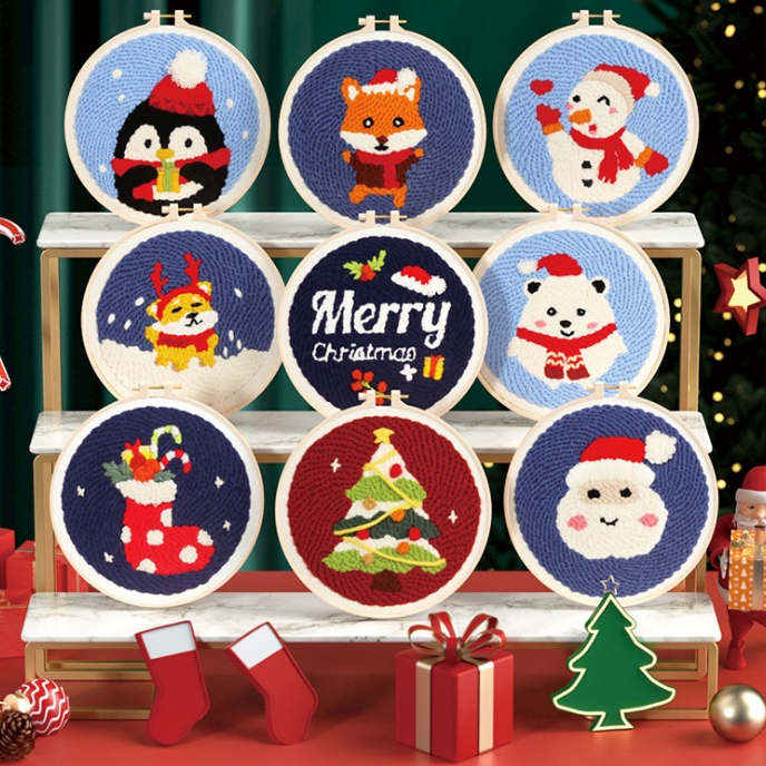 [FULL SET] Punch Needle Christmas Series Embroidery Kit Sewing kit ...