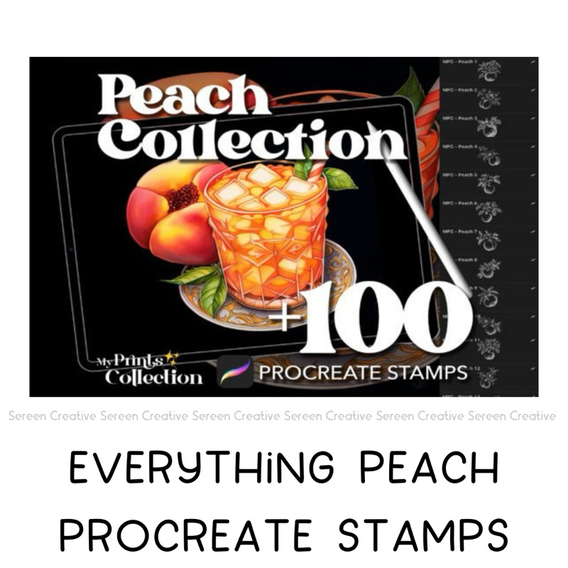 P789 Procreate Peach Collection Stamps (Everything peaches, fruit, tree ...