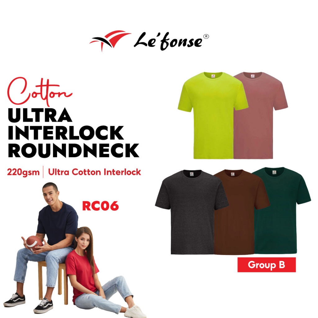 Lefonse Ultra Cotton Interlock Roundneck Oversized T-Shirt Unisex 220gsm - RC06 (Group B ...