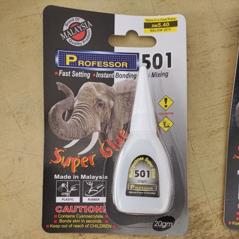 Professor Super Glue 501 20gm Quick Dry / Gam Gajah / Instant Bonding ...