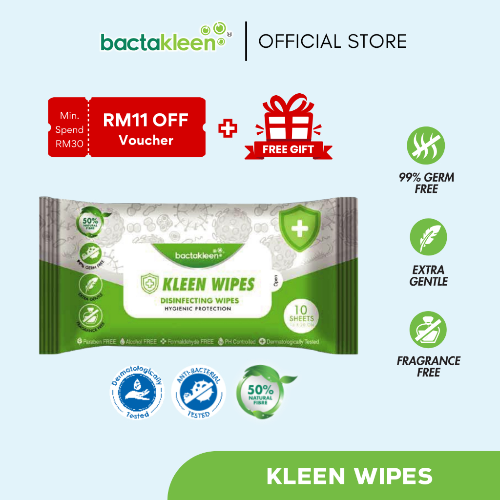BACTAKLEEN Kleen Wipes 10 Sheets | Multipurpose Sanitiser Disinfecting ...