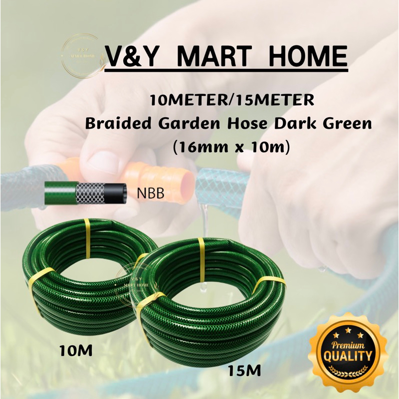 【READY STOCK】10M/15M Braided Garden Hose Dark Green/Getah Paip Hijau ...