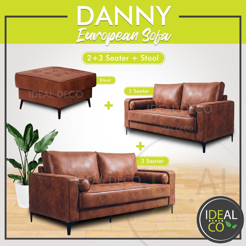 ( FREE Delivery + Free Gift ) Danny Sofa : Leather Look Fabric Solid ...