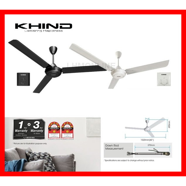 KHIND MISTRAL MIDEA MILUX Ceiling Fan (60’’) MCF 60LE CF 618B BLACK ...