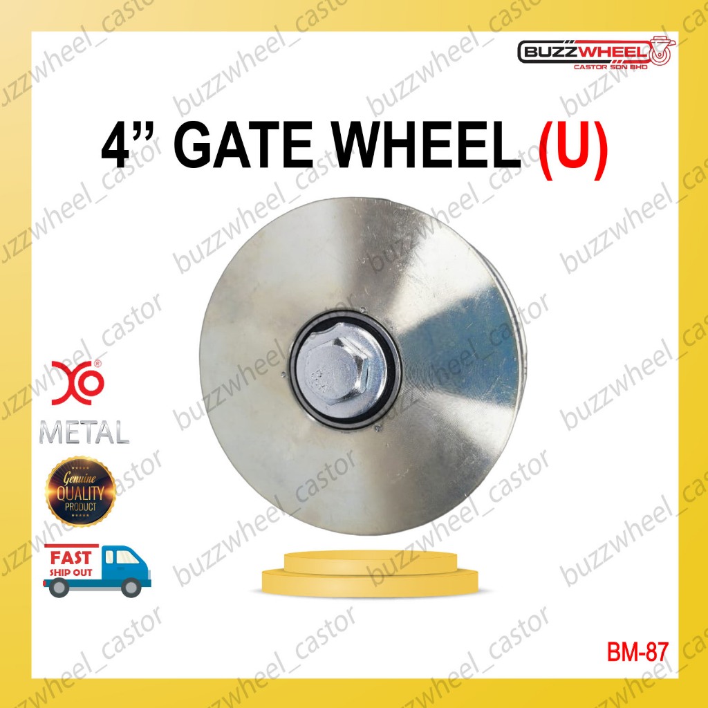 4'' BM-87 (19U) (100MM X 23MM U-GROOVE) METAL NON-CAP SLIDING GATE ROLLER/ WHEEL/ RODA PAGAR ...