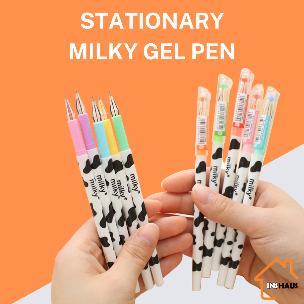 Milky Gel Pen | Cow Design | 0.38mm Tip | School & Office Stationery ...