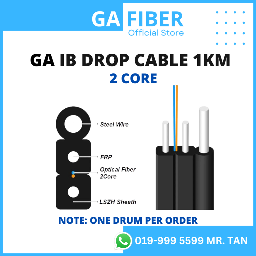 GA Outdoor Fiber Optic Drop Cable with IB 2Core / 4Core - 1KM | Shopee ...