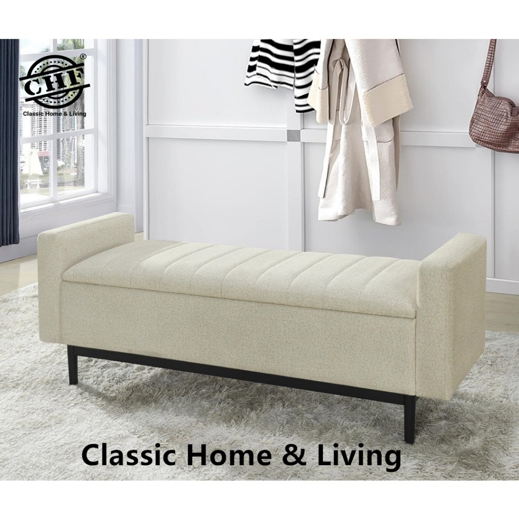 **READY STOCK** CHF ELLA Storage Bench Chair With Metal Leg color ...