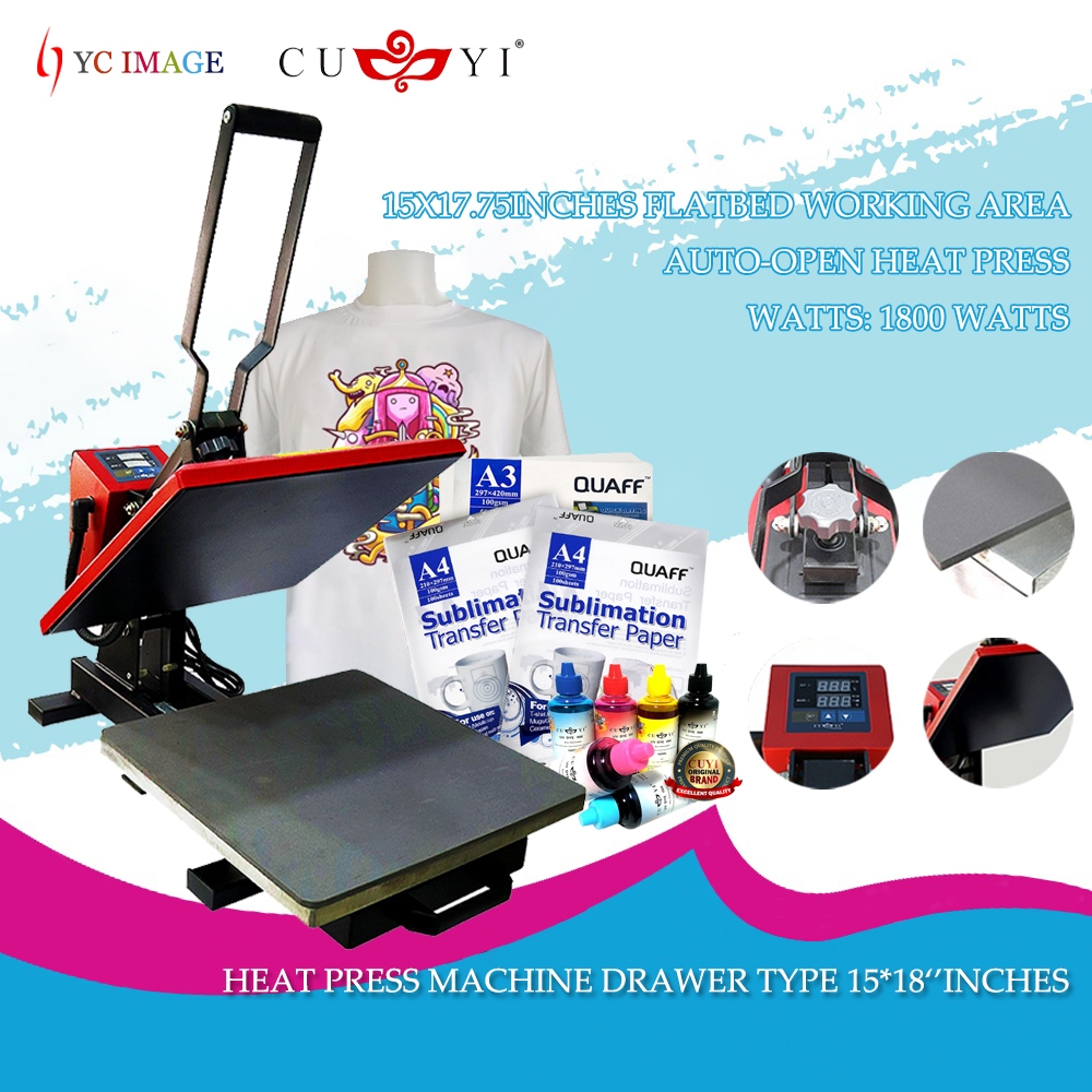 CUYI A3 Heavy Duty Digital Heat Press Machine 15x18 Inches Flatbed Auto ...