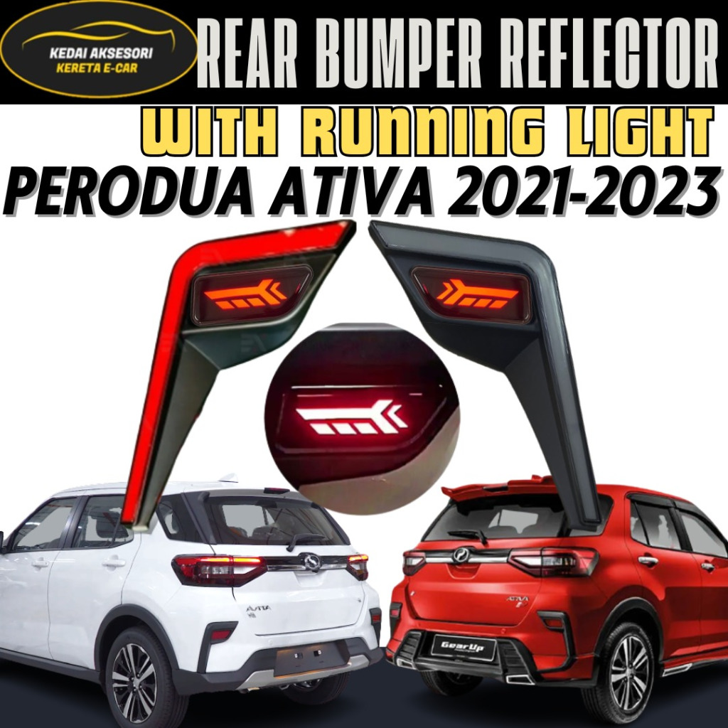 Perodua Ativa 2021- 2023 Dynamic Rear Bumper Reflector Cover With Signal Running SMOKE/RED ...