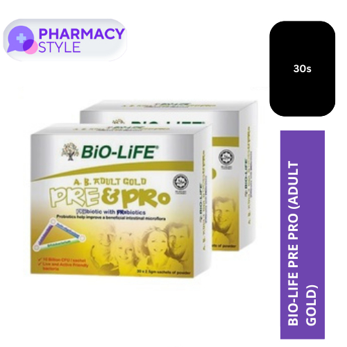 Bio-Life AB Adult Gold PRE & PRO Prebiotic with Probiotics Biolife (30 ...