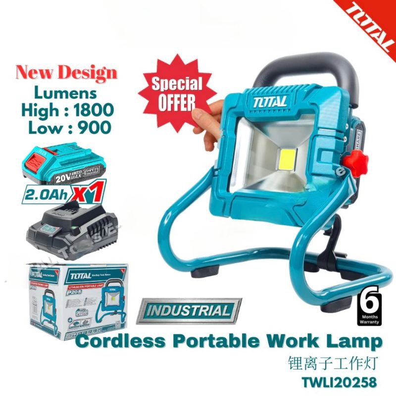 (Ready Stock) TOTAL Li-ion Cordless Portable Work LED Lamp (P20S / 20V ...