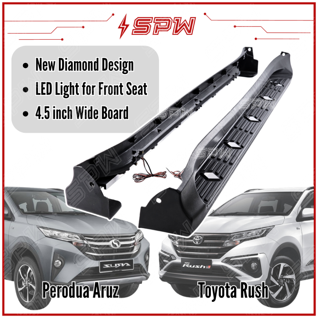 Perodua Aruz / Toyota Rush (2018-2025) Diamond LED Running Board 4.5 ...