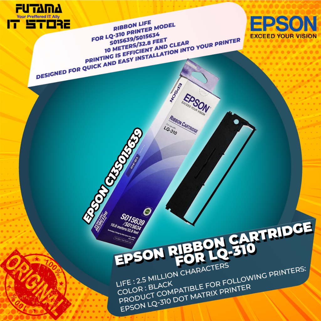 Epson LQ-310 Original Ribbon Cartridge (S015639/S015634) - LQ310 Ink ...