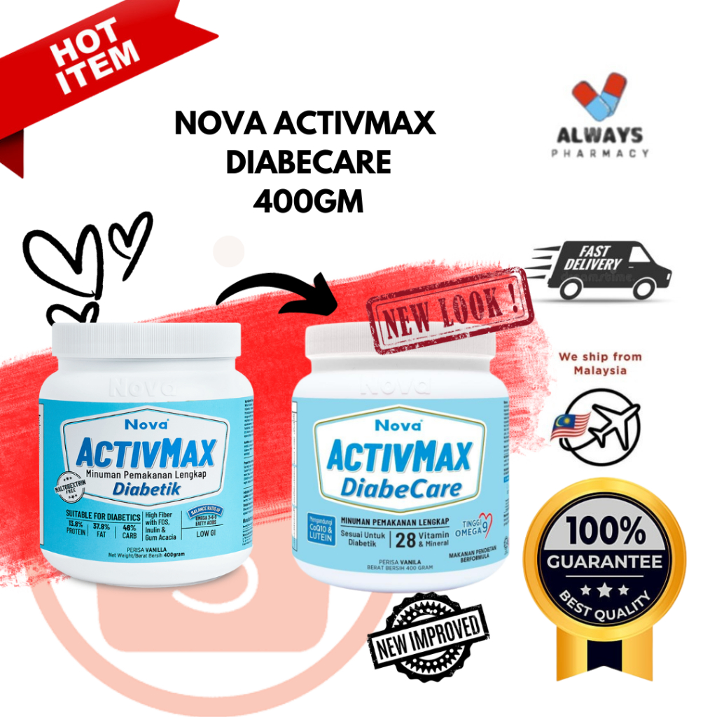 N0VA ACTIVVMAX DIABECARE SUSU DIABETIK 400GM | SUSU TENAGA | Shopee ...