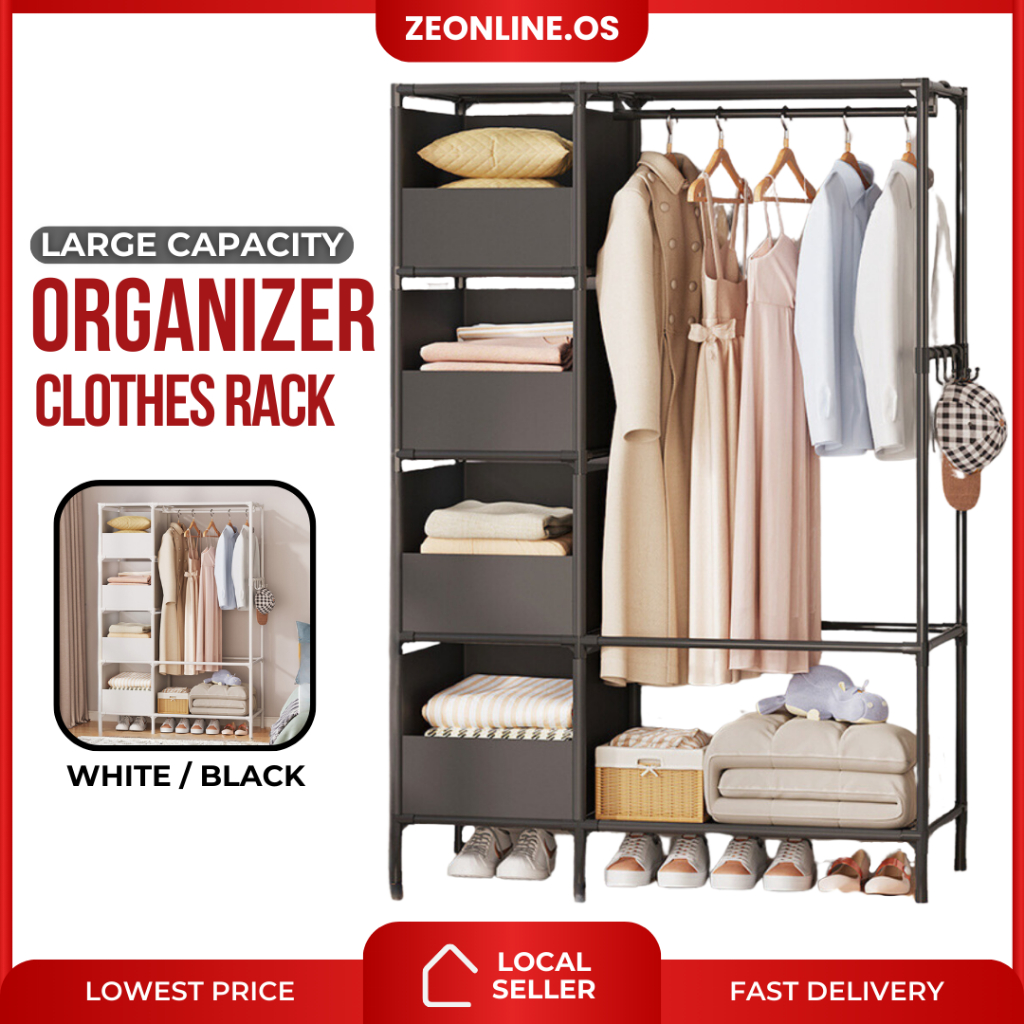 Wardrobe Cabinet Almari Rak DIY Clothes Organizer Almari Hostel Hanging ...