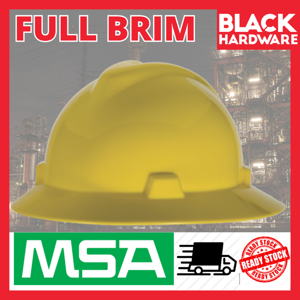 Black Hardware MSA Full Brim V Gard Protective PPE Impact Topi ...