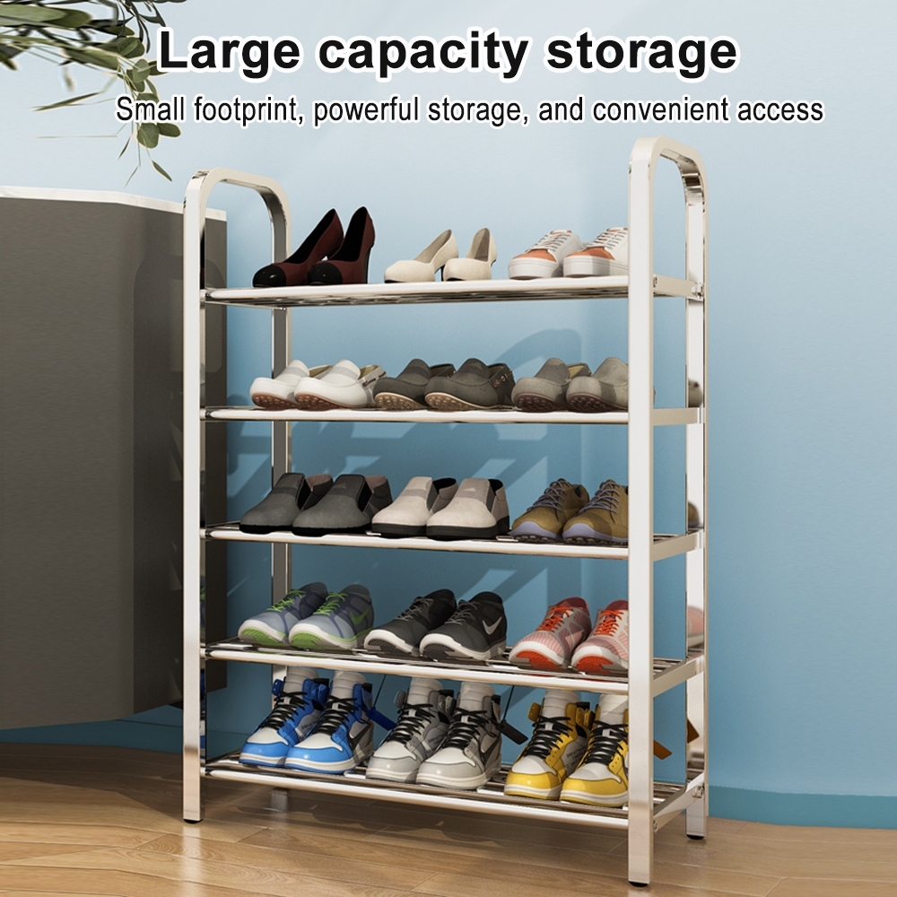 Stainless Steel Shoe Rack Shoe Cabinet Rack Rak Besi Indoor Outdoor ...