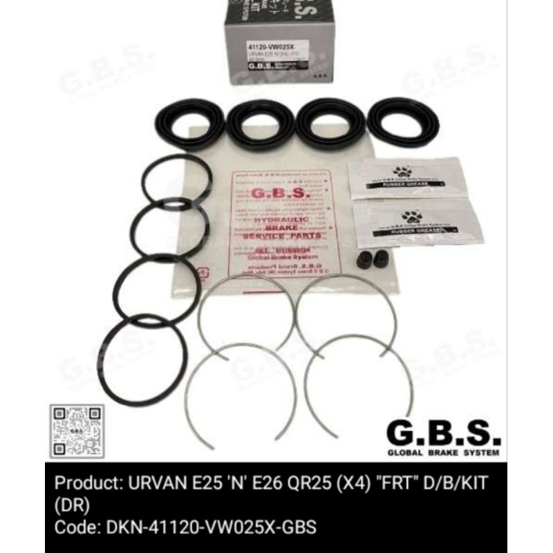 GBS Disc Brake Seal Kit For NISSAN URVAN E25 E26 QR25 (Front) (Half Set ...