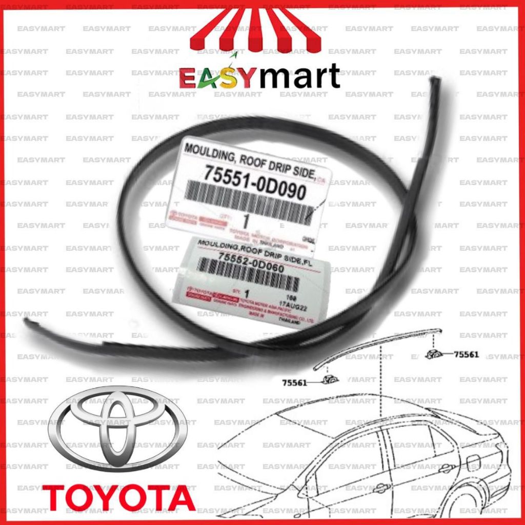 ORIGINAL Toyota Vios NCP93 ROOF MOULDING LINING RUBBER OUTER STRIP ...