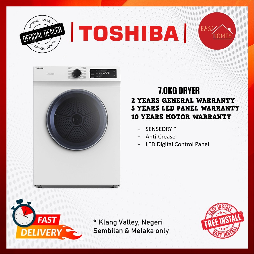 Toshiba Dryer TD-H80SEM 7KG SenseDry Tumble Dryer TDH80SEM Vented ...