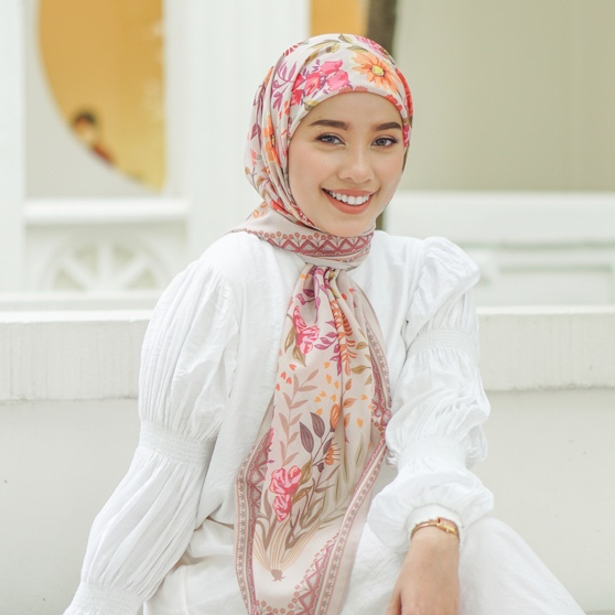 KEBUN: BUNGA - PREMIUM COTTON VOILE SQUARE - DUSTY PINK | Shopee Malaysia