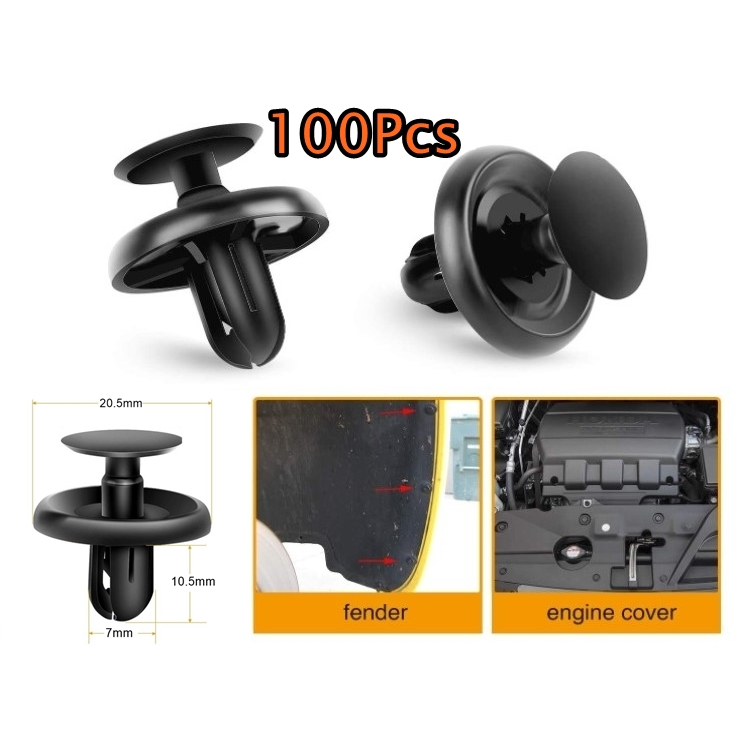 100Pcs Car Fastener Clip Bumper 7mm Engine Under Cover Clip Car Push ...