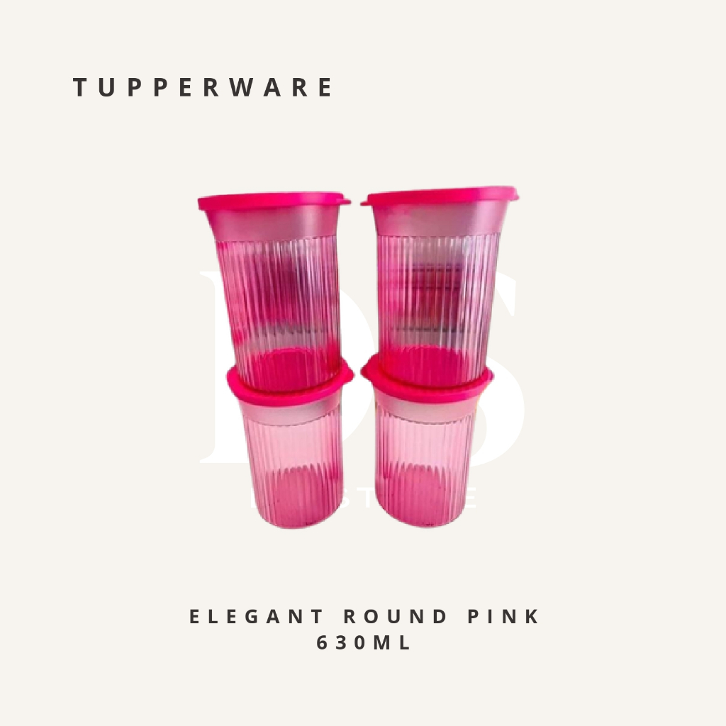 Tupperware Elegant Round 630ml Pink/ Balang Kuih/ Bekas Kuih Biskut ...