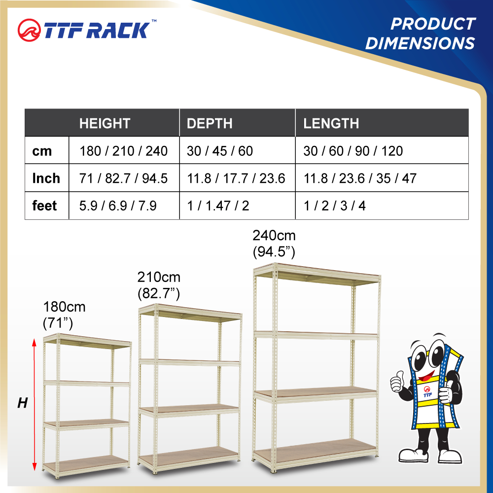 TTF Rack™️ EASY RACK/Storage Rack Boltless Rack Rak Besi Rak Dapur Rak ...