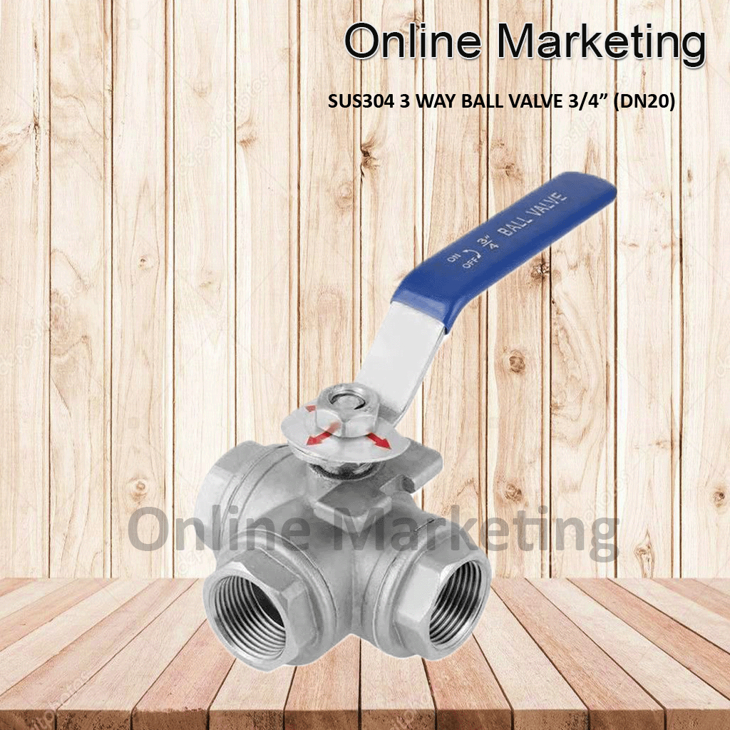 SUS304 3 Way Ball Valve Stailess steel (3 Way Ball Valve) DN 20 3/4 ...