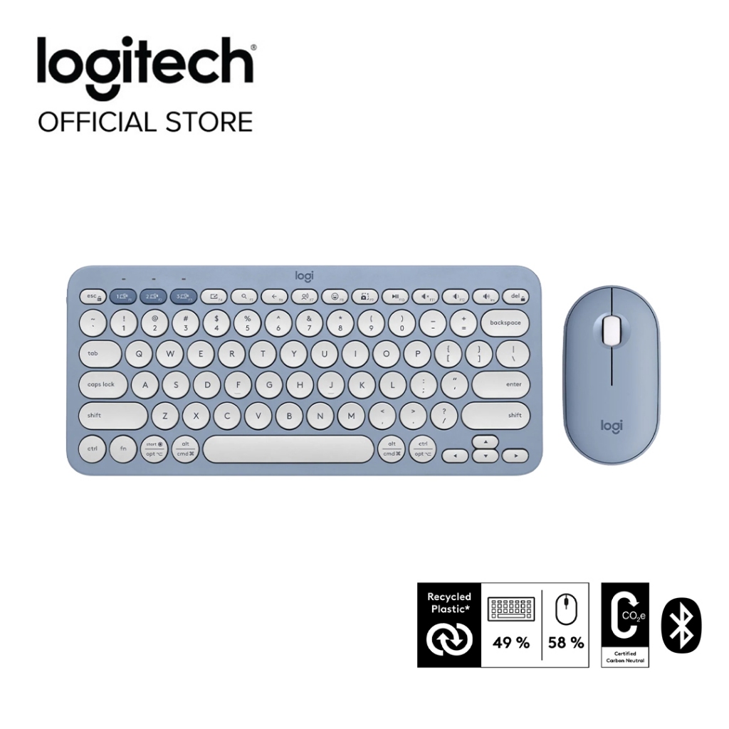 Logitech Pebble 2 Combo, Wireless Keyboard and Mouse, Quiet and ...
