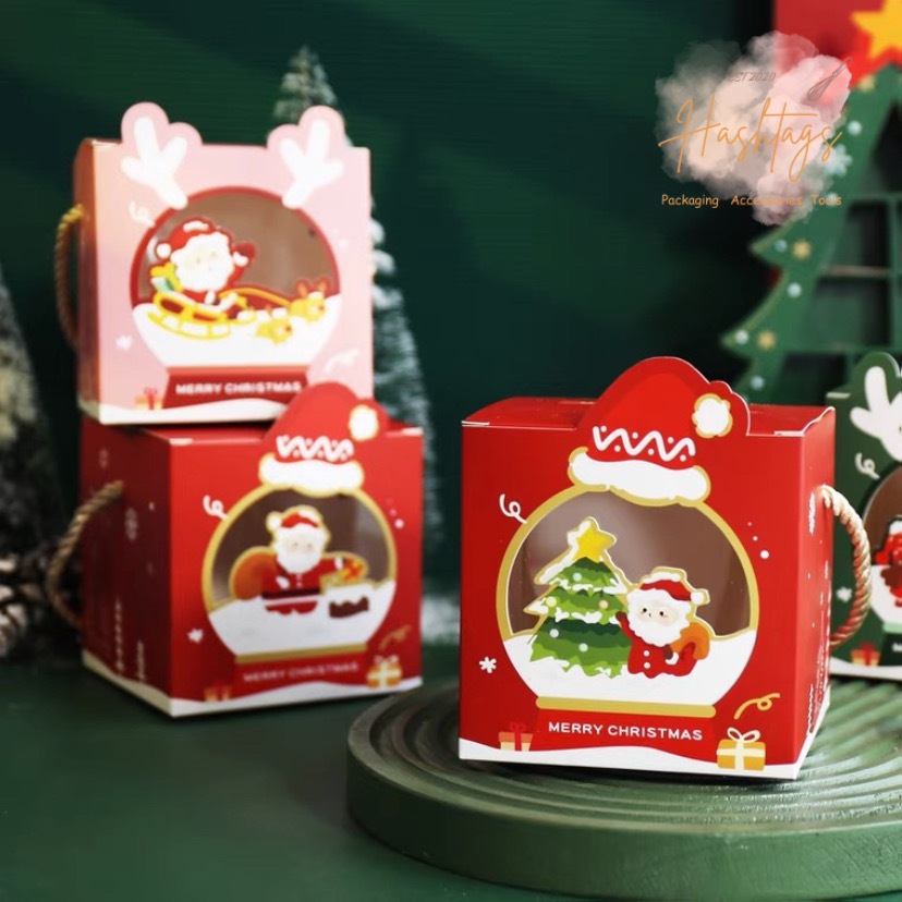 Christmas Handle Gift Box Treat Box Goodies Box | Pastry Cookies Cake ...