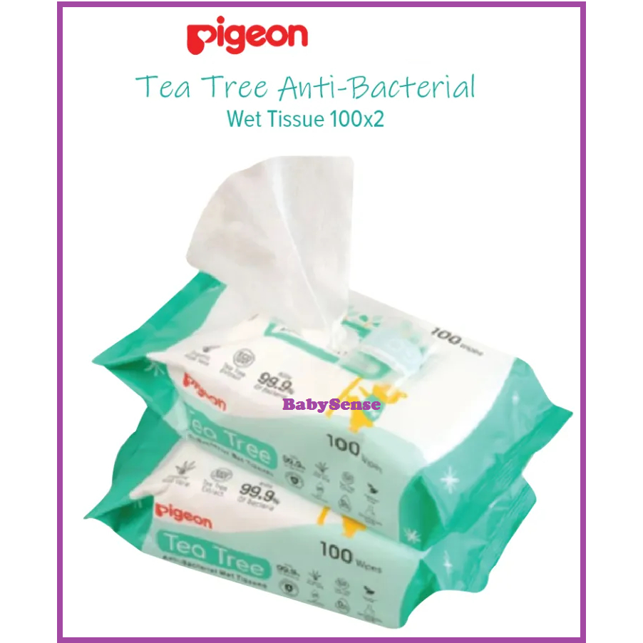 (CLEARANCE) PIGEON Tea Tree Anti-Bacterial Wet Tissues (2x100's)[READY ...