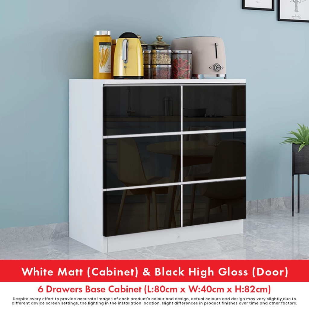 Finsso : 6 drawers High Gloss Kitchen Cabinet with Waterproof Surface ...