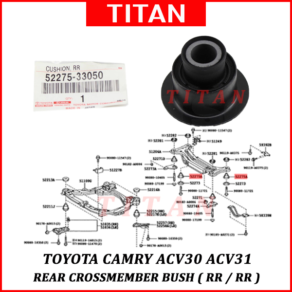(1pc) 100% Original Rear Crossmember Bush (RR/RR) 52275-33050/33060 ...