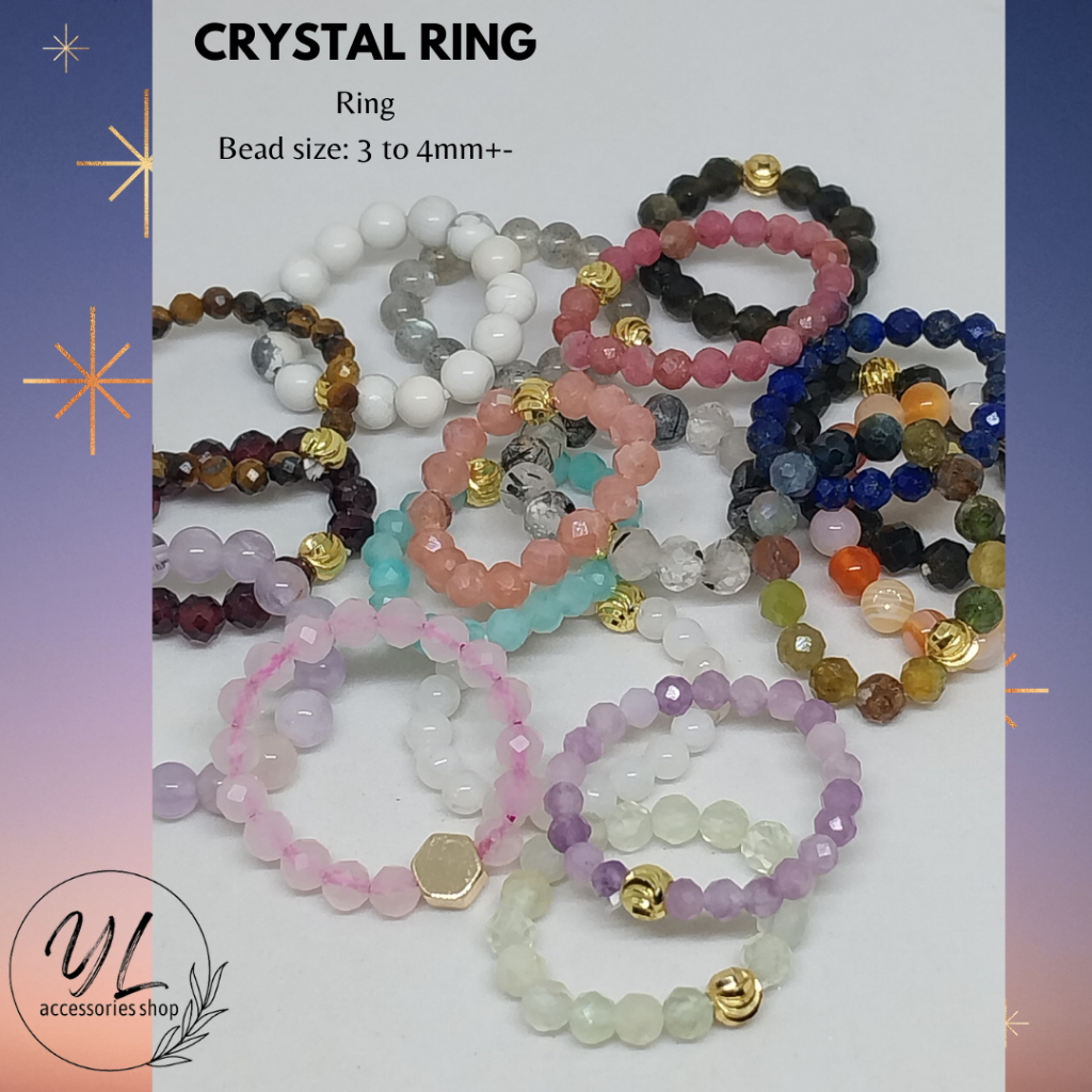 Variety Natural Crystal Beaded Ring 3mm+ to 4mm++ | Shopee Malaysia