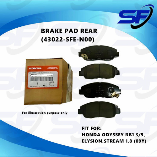 💯HONDA ODYSSEY RB1 3/5,ELYSION,STREAM 1.8 (09Y) REAR BRAKE PAD (43022 ...