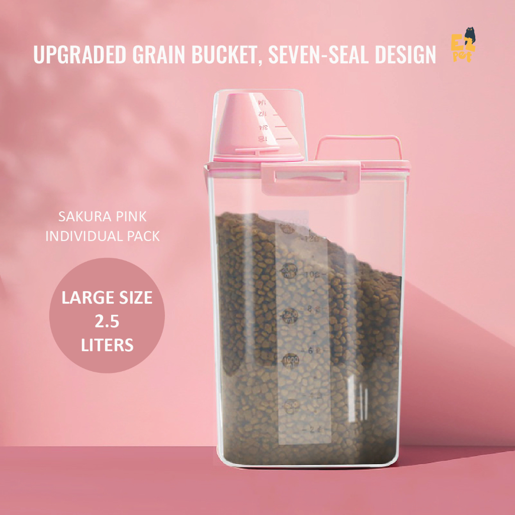 EZPET🐱2.5L Pet Food Storage Dispenser Pet Food Container Bekas Makanan ...
